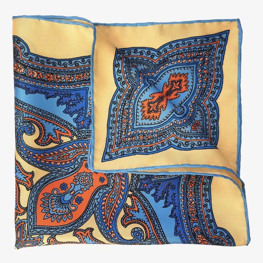 Serà Fine Silk Ripasso Vanilla Blue And Yellow Silk Pocket Square - The Noble Dandy