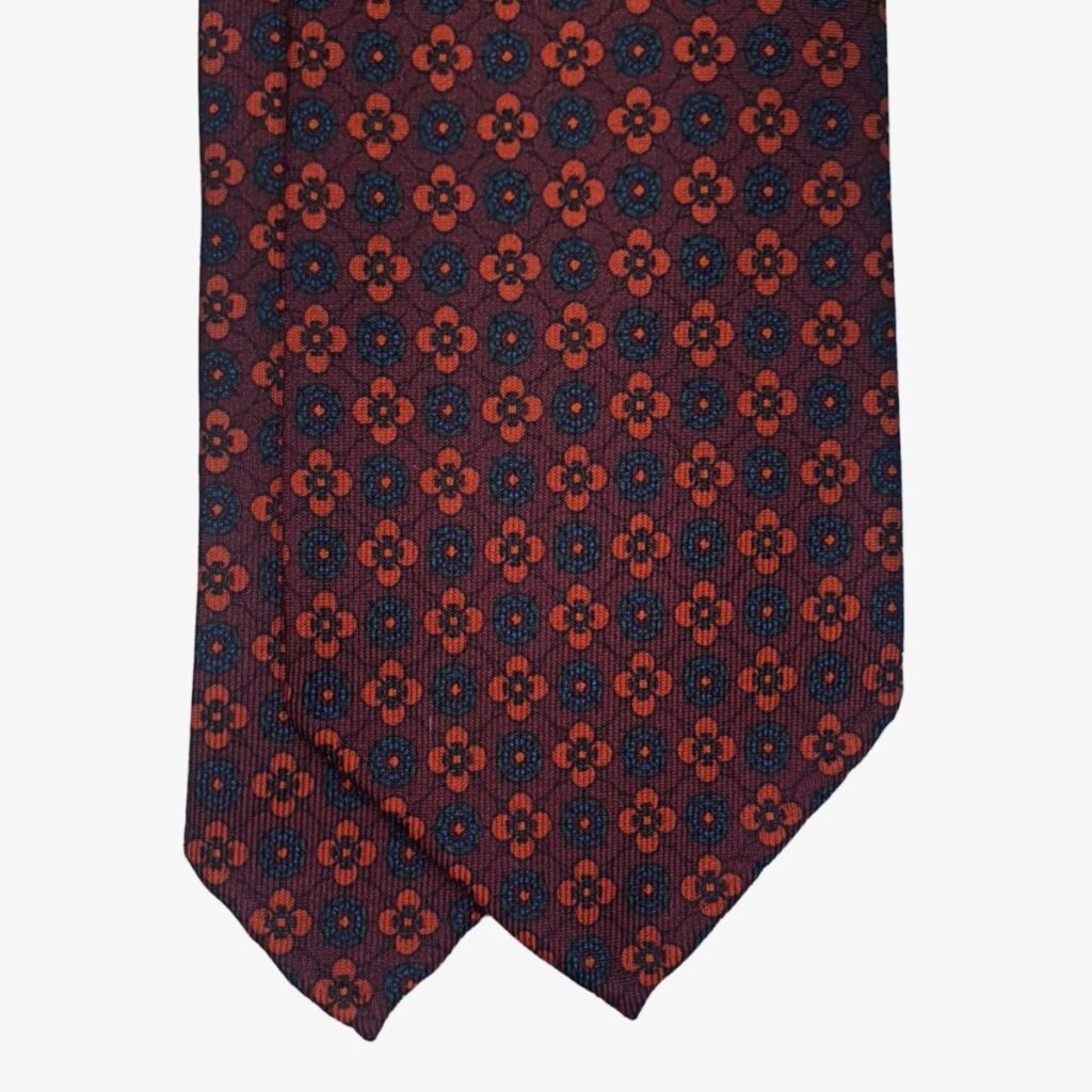 Shibumi Firenze Burgundy Ancient Madder Silk Tie With Orange Floral ...