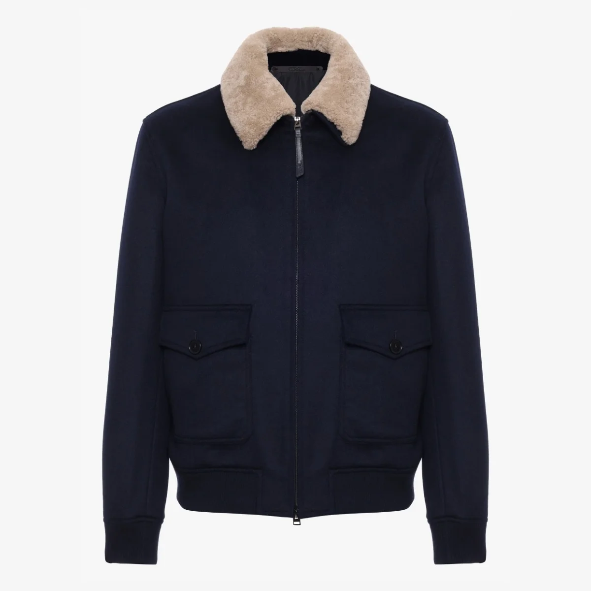 BML Navy Wool And Cashmere Aviator Jacket - The Noble Dandy