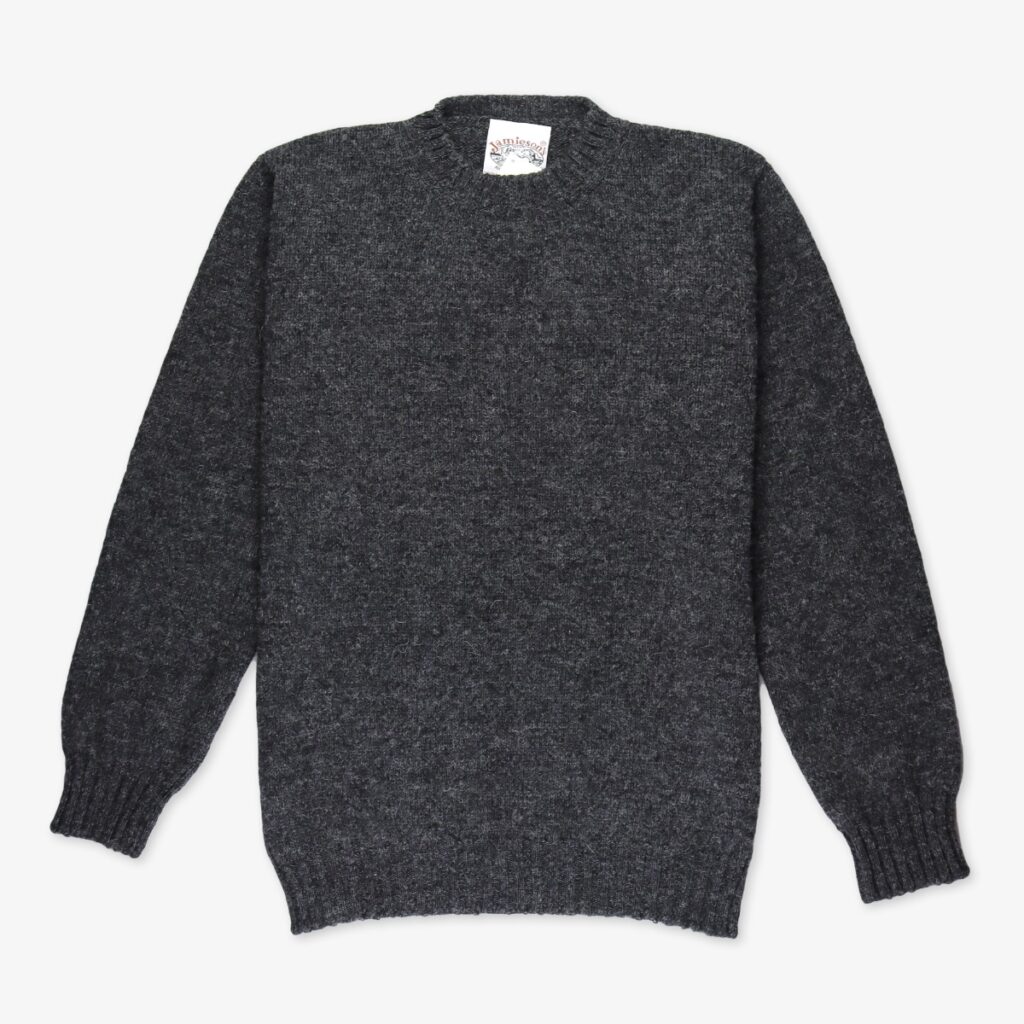 Jamieson's Dark Grey Wool Crew Neck Sweater - The Noble Dandy