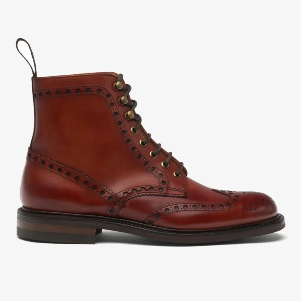 Cheaney Tweed Dark Leaf Brogue Lace-Up Boots - The Noble Dandy