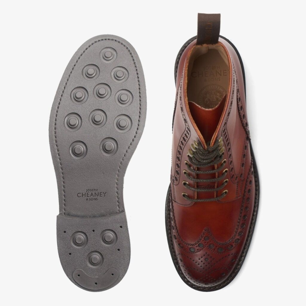 Cheaney Tweed Dark Leaf Brogue Lace-Up Boots - The Noble Dandy