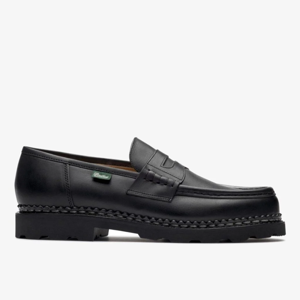 Paraboot Reims Marche Lisse Noir Penny Loafers - The Noble Dandy